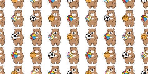 곰 극지 원활한 패턴 스포츠 축구 축구 비치 볼 농구 배구 테디 낙서 만화 벡터 선물 포장지 타일 배경 반복 벽지 스카프 격리 된 일러스트 디자인 공 스포츠 장비에 대한