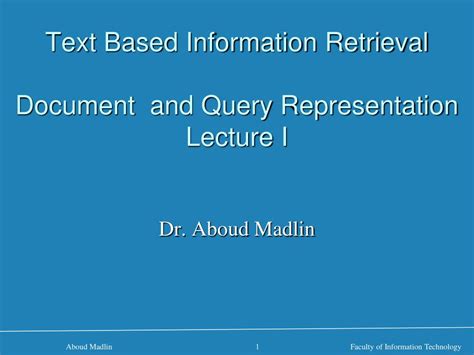 Ppt Text Based Information Retrieval Document And Query Representation Lecture I Powerpoint