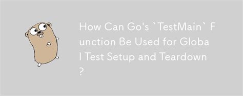 Go 的 Testmain 函數如何用於全域測試設定和拆卸? Golang Php中文網 Go 的 Testmain 函數如何用於全域測試設定和拆卸? Golang Php中文網