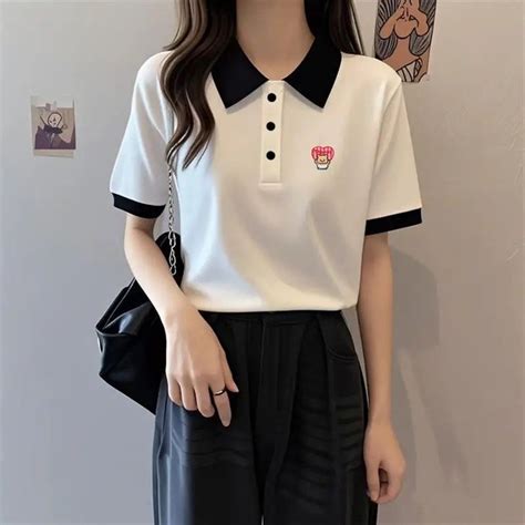 Поло Женский Miu Miu белый черный Короткий размер 48 Хлопок Орнамент облегающий Повседневный