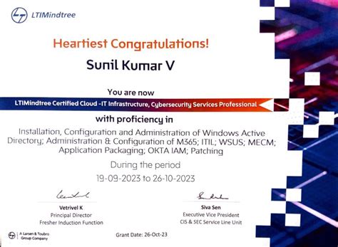 Sunil Kumar V On Linkedin Certificateachievement