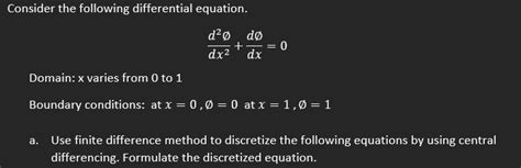 Solved Consider The Following Differential Equation