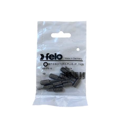 Set 10 Biti Felo Seria Industrial Profil Torx Plus C63 Ip7 25mm