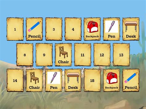 Classroom Objects Matching Pairs