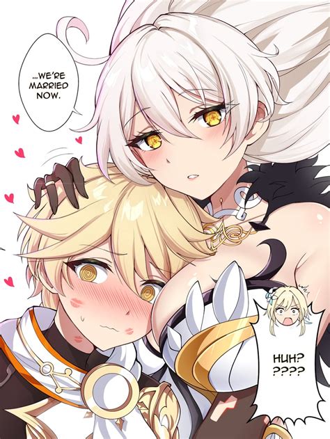 lumine aether and unknown god genshin impact drawn by midori user