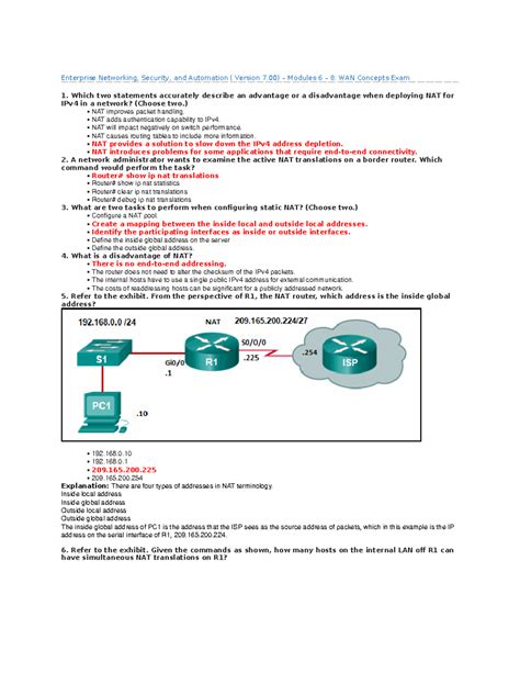 CCNA V Modules WAN Concepts Exam Answers Enterprise Networking Security And