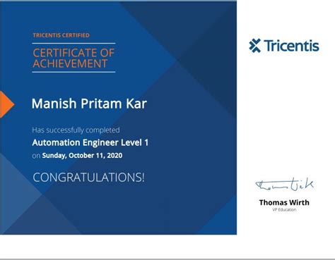Manish Pritam Kar On Linkedin Tricentis Tosca Automationengineer Level1 Automation