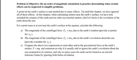 Solved Problem Objective Do An Order Of Magnitude Chegg