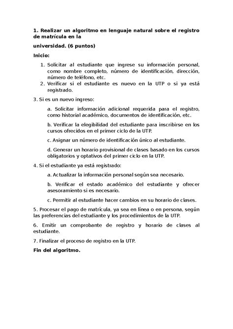 PC Algoritmos Practica Calificada Realizar Un Algoritmo En Lenguaje Natural Sobre El