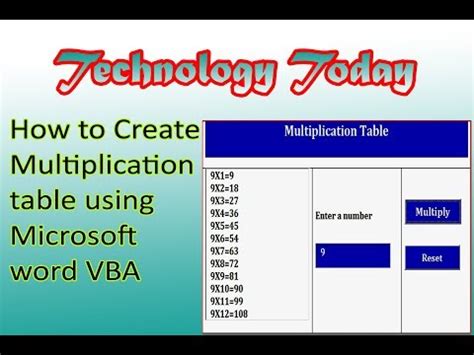 Prem Blog Create Multiplication Table Using Microsoft Word VBA