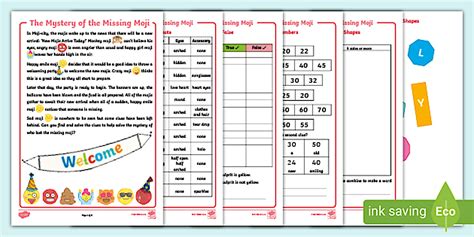 Editable Ks1 The Mystery Of The Missing Emoji Maths Mystery Game