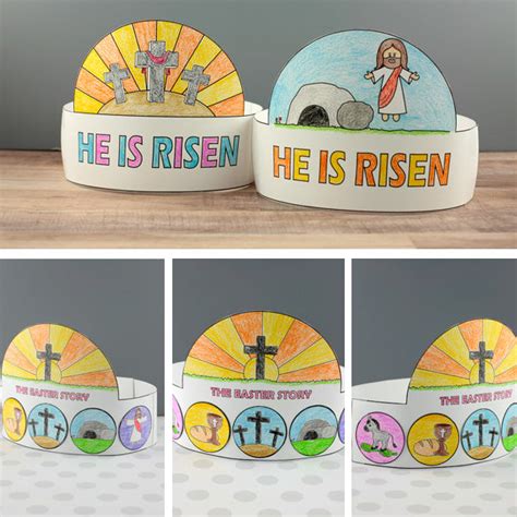 He Is Risen Headband 2 Easter Religious Craft Coloring Activity