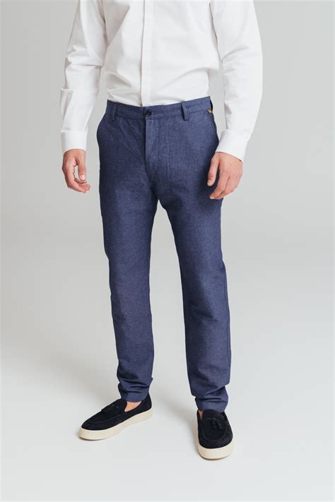 Legend Pantalone Muške Lanene Pantalone U Tamno Plavoj Boji Legend