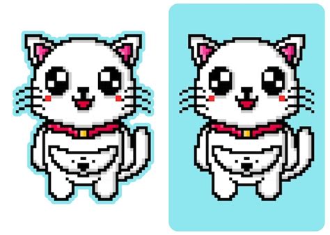 Cute Cat Pixel Art Grid