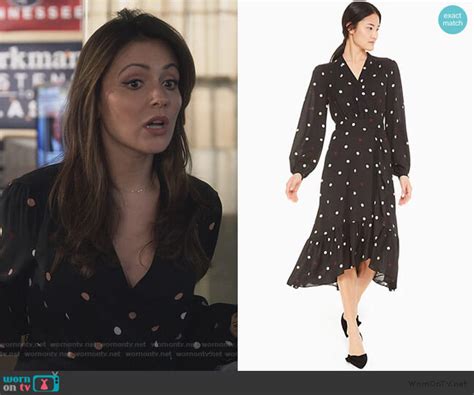 Wornontv Emilys Black Polka Dot Wrap Dress On Designated Survivor Italia Ricci Clothes And
