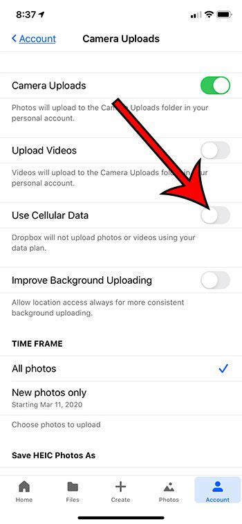 How To Stop Dropbox From Using Cellular Data For Uploads On An IPhone Solve Your Tech