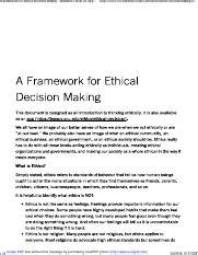 A Framework For Ethical Decision Making Markkula Center For Applied Ethics Pdf A Framework