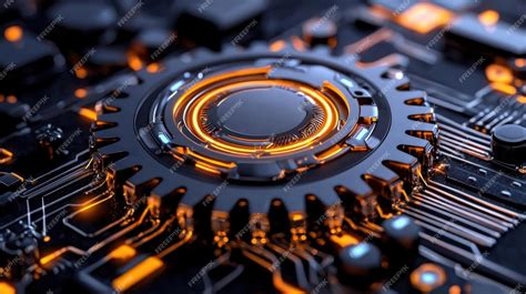 Minimalist Design Of Robotic Gears And Circuits Intertwined On A Clean Background Premium Ai