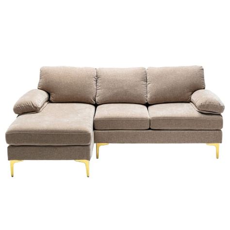 L Shape Sectional Sofa 3 Seater Modern Large Chenille Fabric Modular