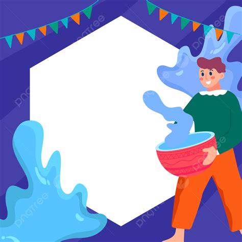 Songkran Border Twibbon Cartoon Thailand Festival The Water Sprinkling