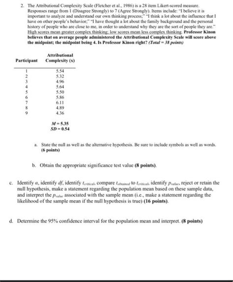 Solved 2 The Attributional Complexity Scale Fletcher Et