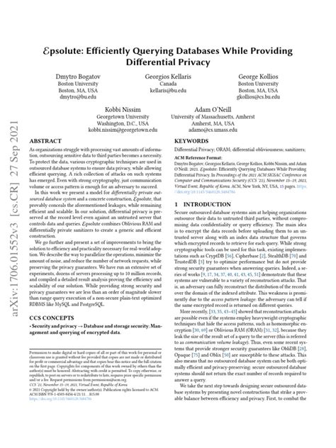 epsolute efficiently querying databases while providing differential privacy pdf