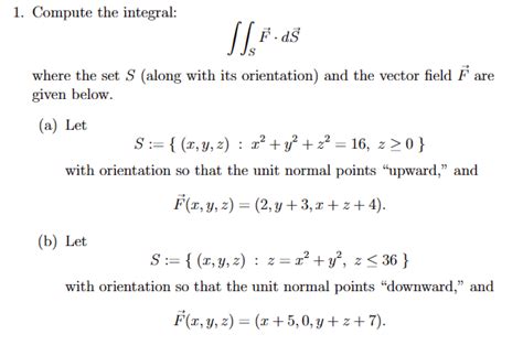 solved compute the integral ∬svec f dvec s where the set