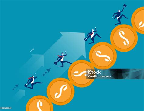 비즈니스 팀 동전에서 실행입니다 컨셉 비즈니스 벡터 일러스트입니다 금 금속에 대한 스톡 벡터 아트 및 기타 이미지 금 금속 기업 문화 기업 비즈니스 Istock