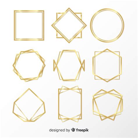 기하학적 골든 프레임 컬렉션 무료 벡터