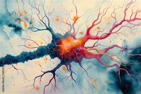 illustration of a detailed neuron showcasing its structure and