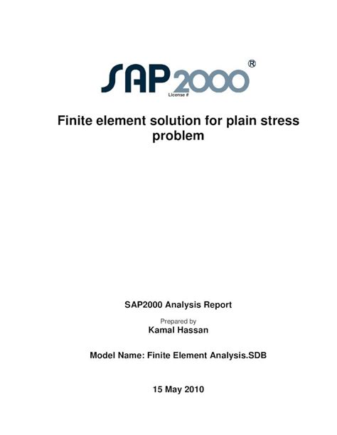Pdf Finite Element Solution For Plain Stress Problem Using Sap2000