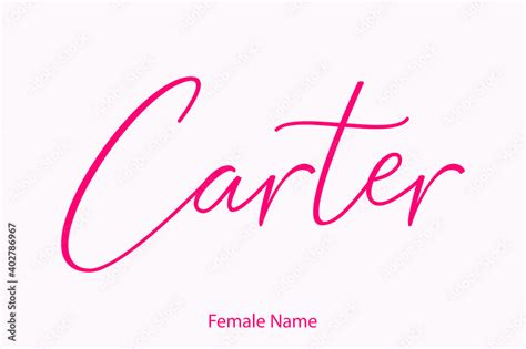 Carter Female Name In Stylish Lettering Cursive Typography Text