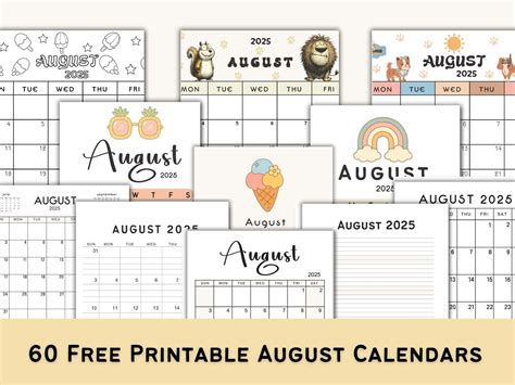 Blank August 2025 Calendar Cute