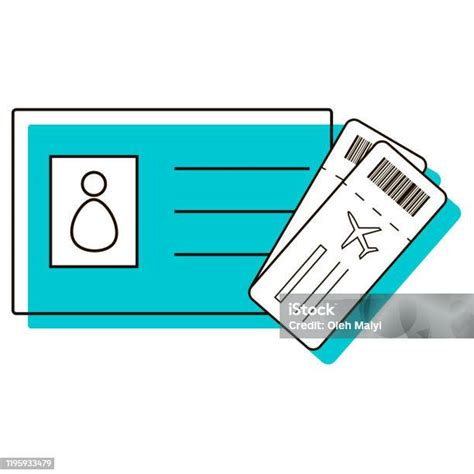 비행기 티켓이 있는 신분증 여권 심사대 여행 액세서리 디자인 요소입니다 벡터 그림입니다 흰색 배경에 그림자가 있는 아이콘입니다 공항에 대한 스톡 벡터 아트 및 기타 이미지