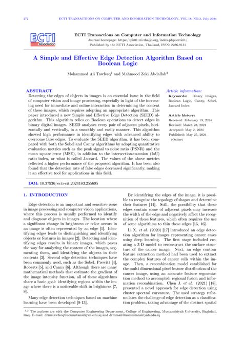 Pdf A Simple And Effective Edge Detection Algorithm Based On Boolean Logic