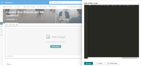 adding web widget to a sharepoint site desk365