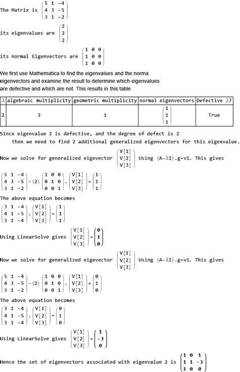 Eigenvalues Step By Step For Generalized Eigenvectors Mathematica