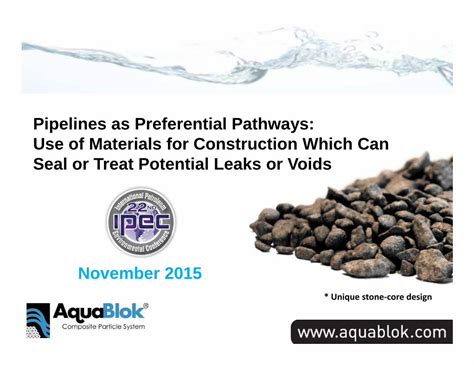 Pdf Pipelines As Preferential Pathways Use Of Materials For