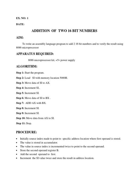 8086 All Basic Programs Pdf Assembly Language Office Equipment