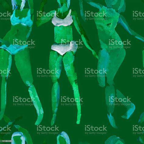 Summer Pattern With Girls Stock Illustration Download Image Now Bikini Cartoon Design Istock