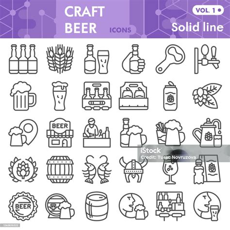 크래프트 맥주 라인 아이콘 세트 양조장 기호 컬렉션 또는 스케치 웹 및 앱용 맥주 선형 스타일 표지판 흰색 배경에서 격리된 벡터 그래픽 0명에 대한 스톡 벡터 아트 및 기타