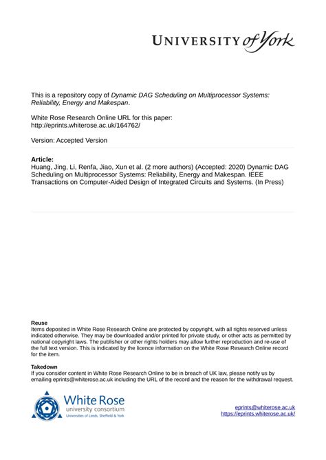 Pdf Dynamic Dag Scheduling On Multiprocessor Systems Reliability Energy And Makespan