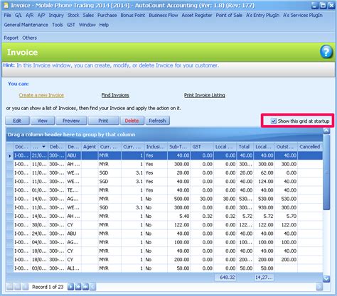 Troubleshooting Invoice Grid Listing Is Not Displayed Autocount Resource Center
