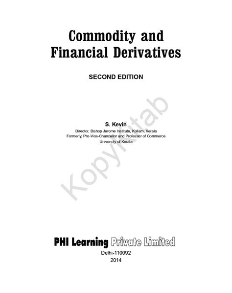 Download Commodity And Financial Derivatives Pdf Online 2020