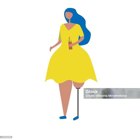 의족을 포함하는 개념으로 의족을 가진 여자 또는 소녀 흰색 배경에 고립 된 비대 장애인이있는 평평한 벡터 스톡 일러스트레이션 개념에 대한 스톡 벡터 아트 및 기타 이미지