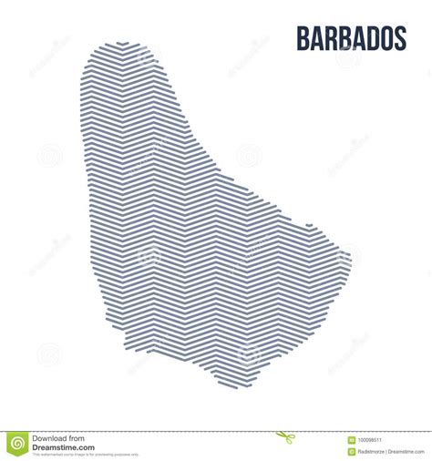 Vector Abstract Hatched Map Of Barbados With Zig Zag Lines Isolated On