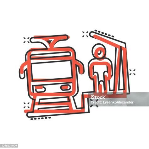 만화 스타일의 지하철 역 아이콘 흰색 고립 된 배경에 기차 지하철 만화 벡터 일러스트레이션 철도 화물 스플래시 효과 비즈니스