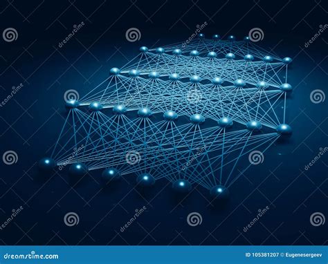 Artificial Deep Neural Network 3d Structure Stock Illustration