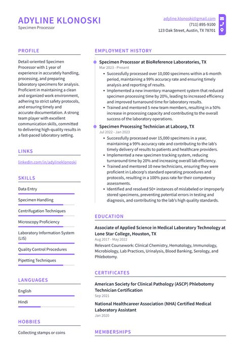 Top 17 Specimen Processor Resume Objective Examples