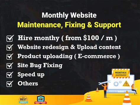 Monthly Website Maintenance Error Fixing Design And Speed